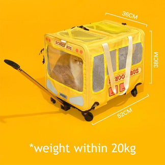 School Bus Carrier With Wheels Trolley for 2 Cats – MEWCATS