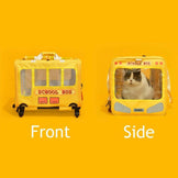 School Bus Carrier With Wheels Trolley for 2 Cats – MEWCATS
