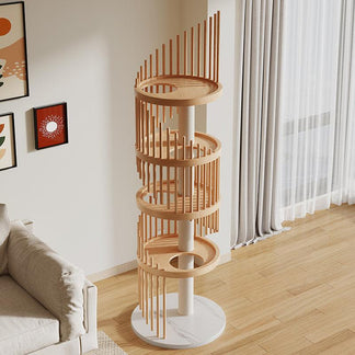 Spiral Art Solid Wood Cat Climbing Frame Tree – MEWCATS
